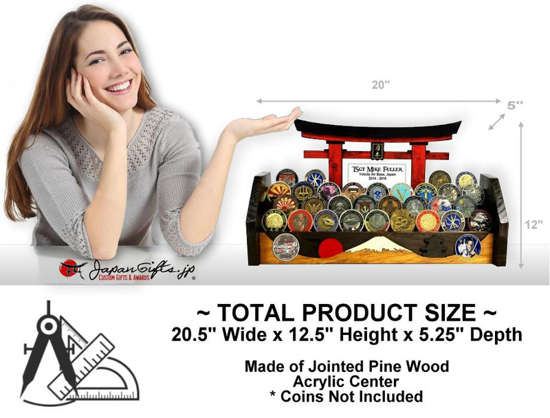 18"W Wood Large Coin Rack w/ Torii/Fuji w/Acrylic #CR-LF001-TA ...